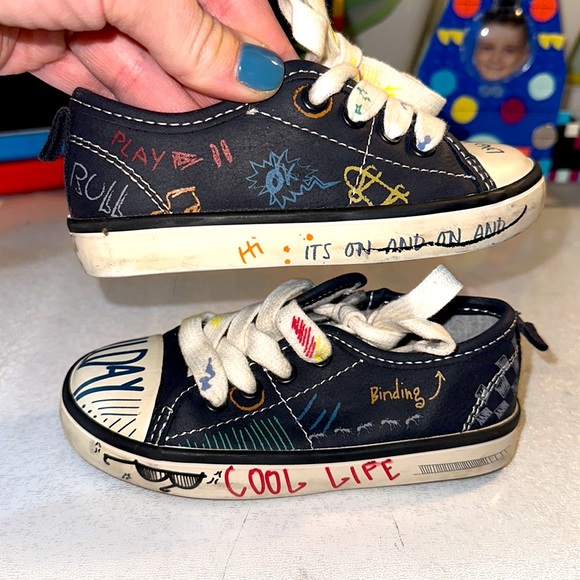 Shoes | Zara Baby Boy Zip Up Blue Scribble Drawing Words Cool Lace Up ...